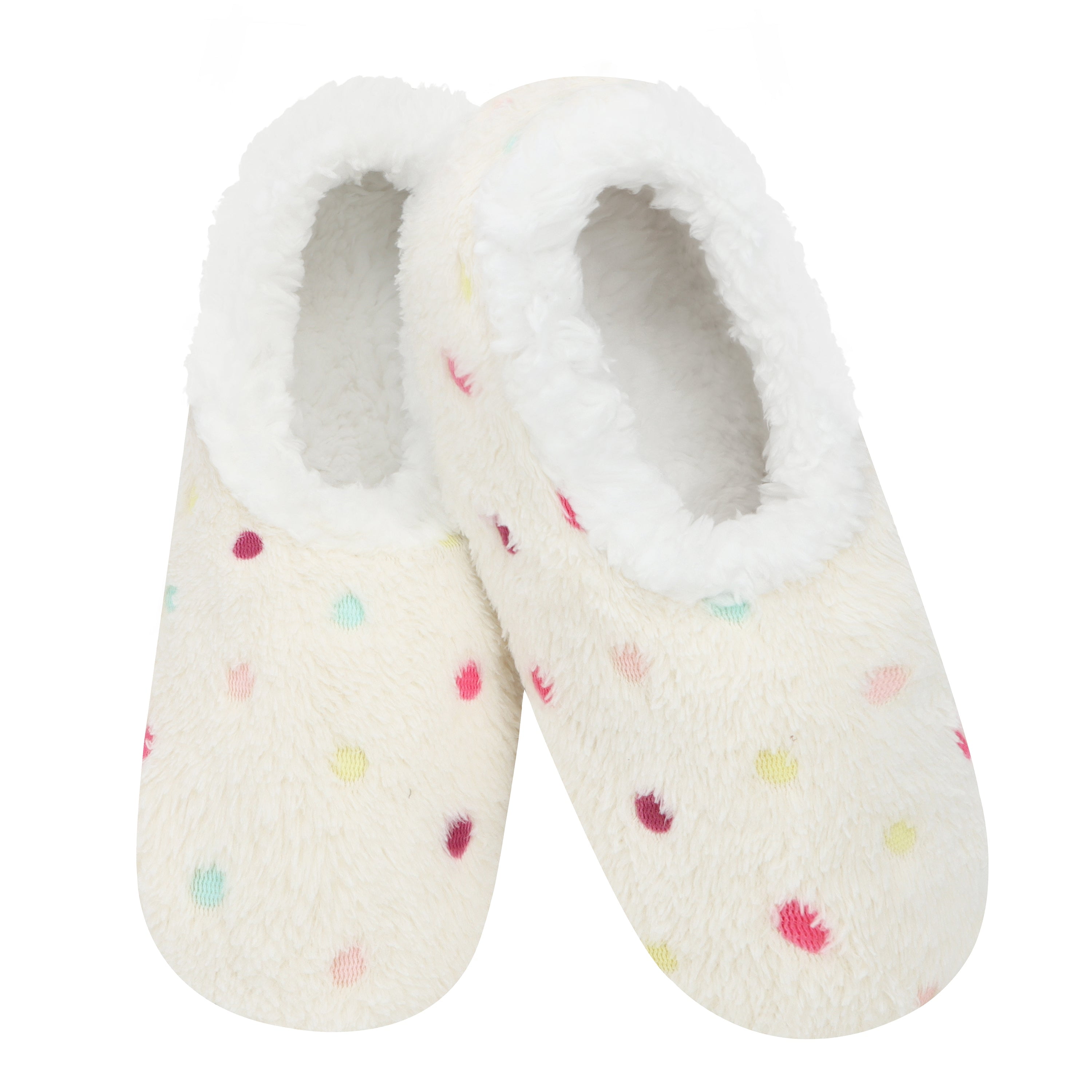 Slumbies Womens Polka Dot Dance White Slipper Sock - Warm Your Feet ...