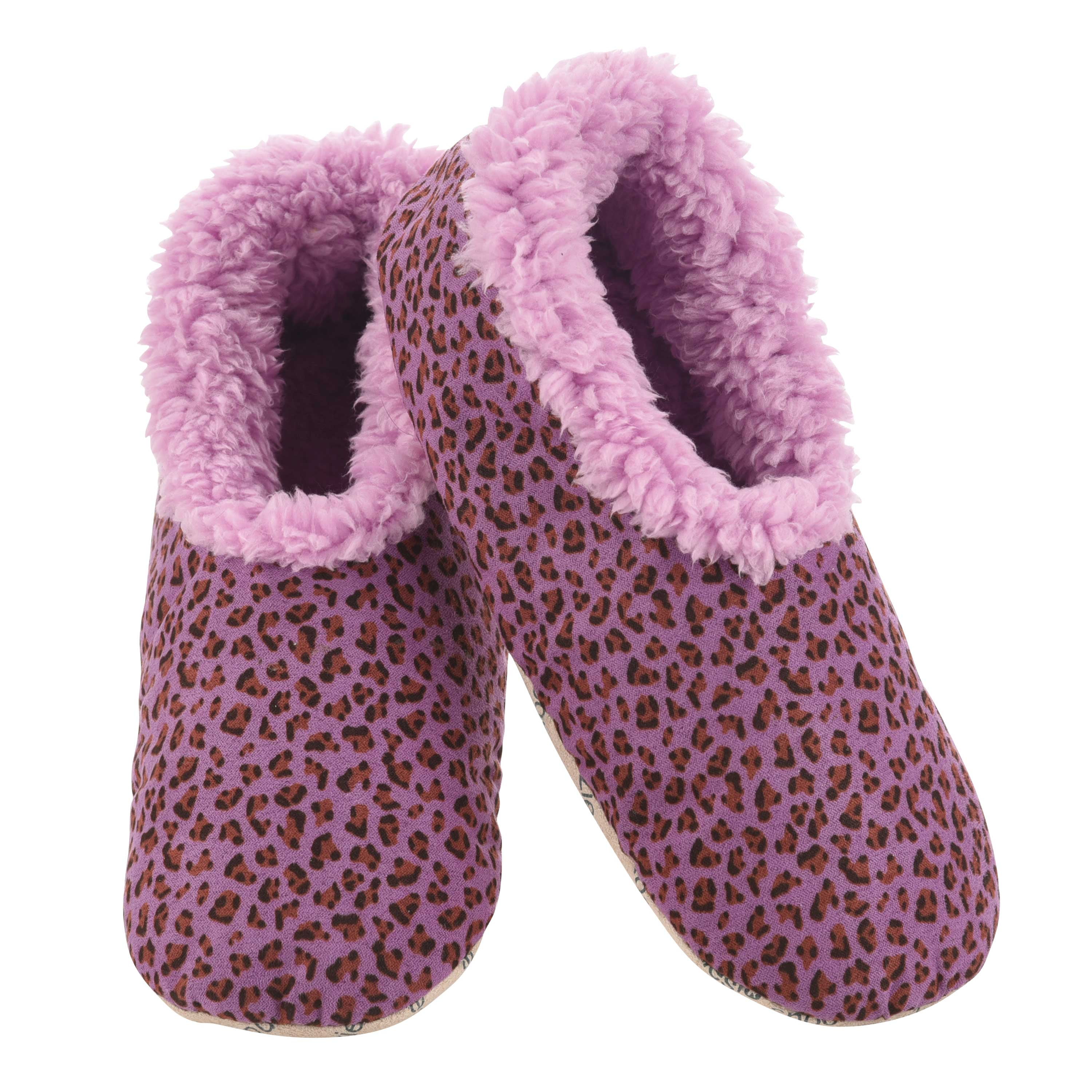 Slumbies Womens Purple Leopard Slipper Sock - Warm Your Feet! (Large ...