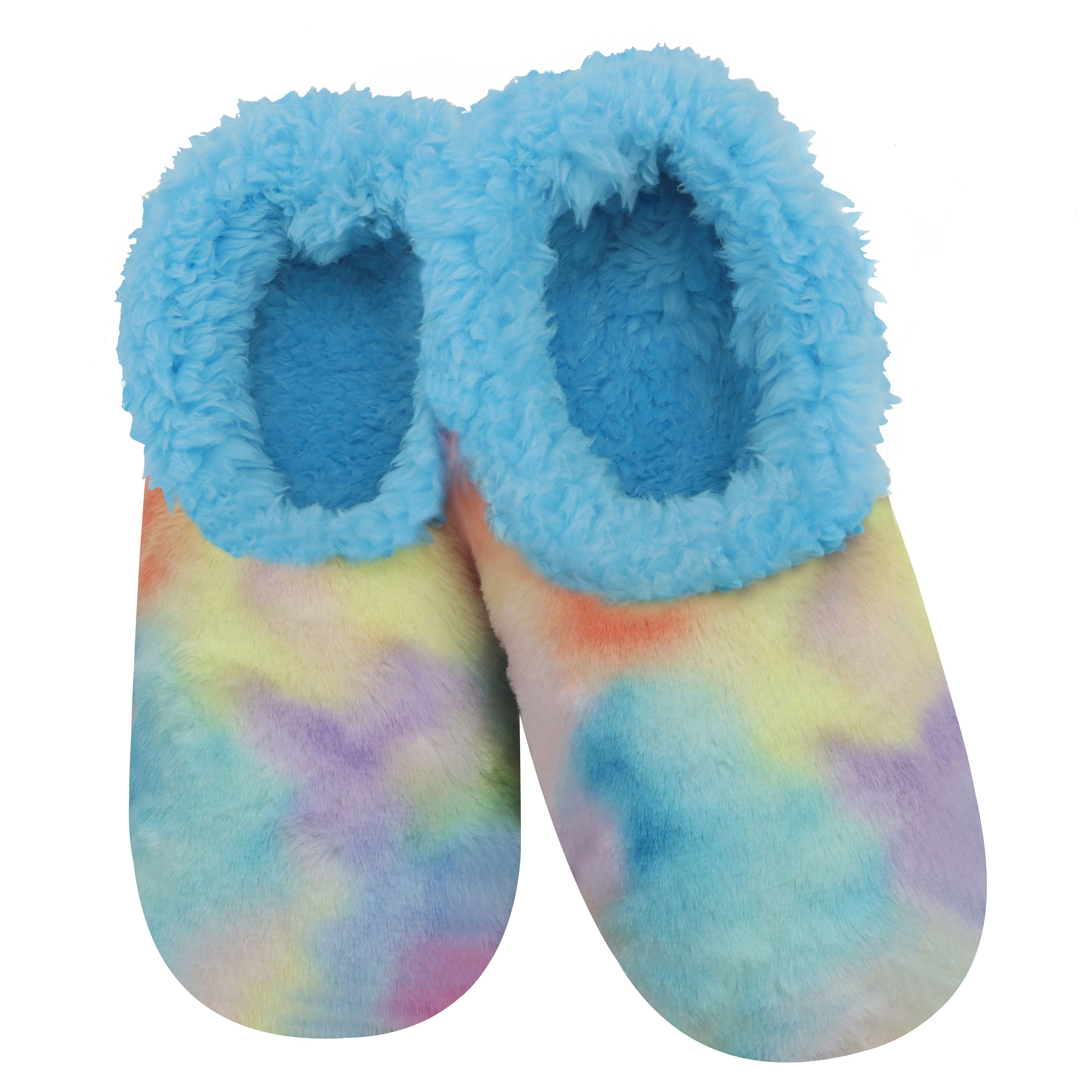Slumbies Womens Tie Dye Cotton Candy Blue Slipper Sock - Warm Your Feet ...