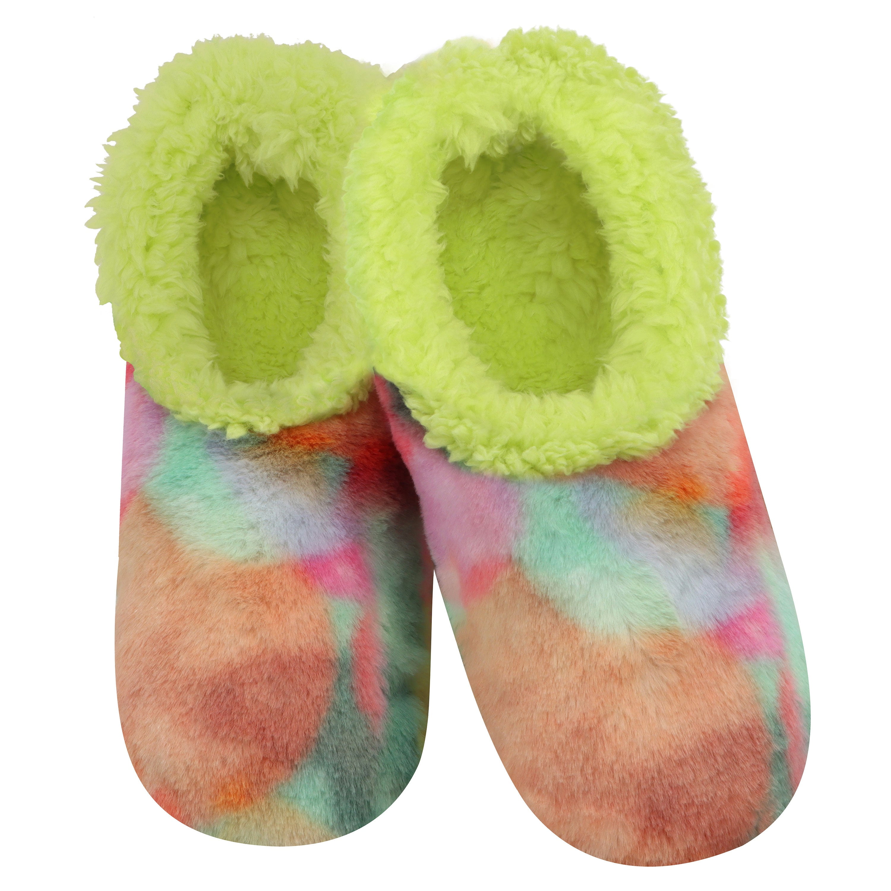 Slumbies Womens Tie Dye Cotton Candy Lime Slipper Sock - Warm Your Feet ...