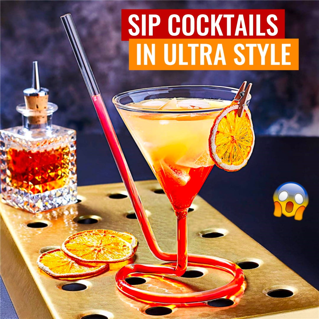 Slurp Twist - Creative Screw Spiral Straw Molecular Cocktail Glass ...