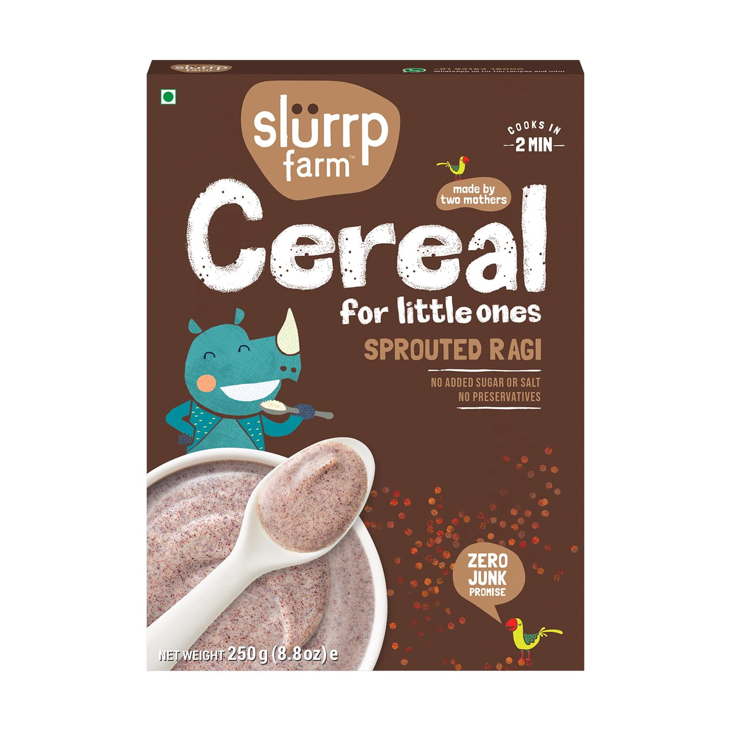 Slurrp Farm Sprouted Ragi Powder, Finger Millet Flour, No Added Milk ...