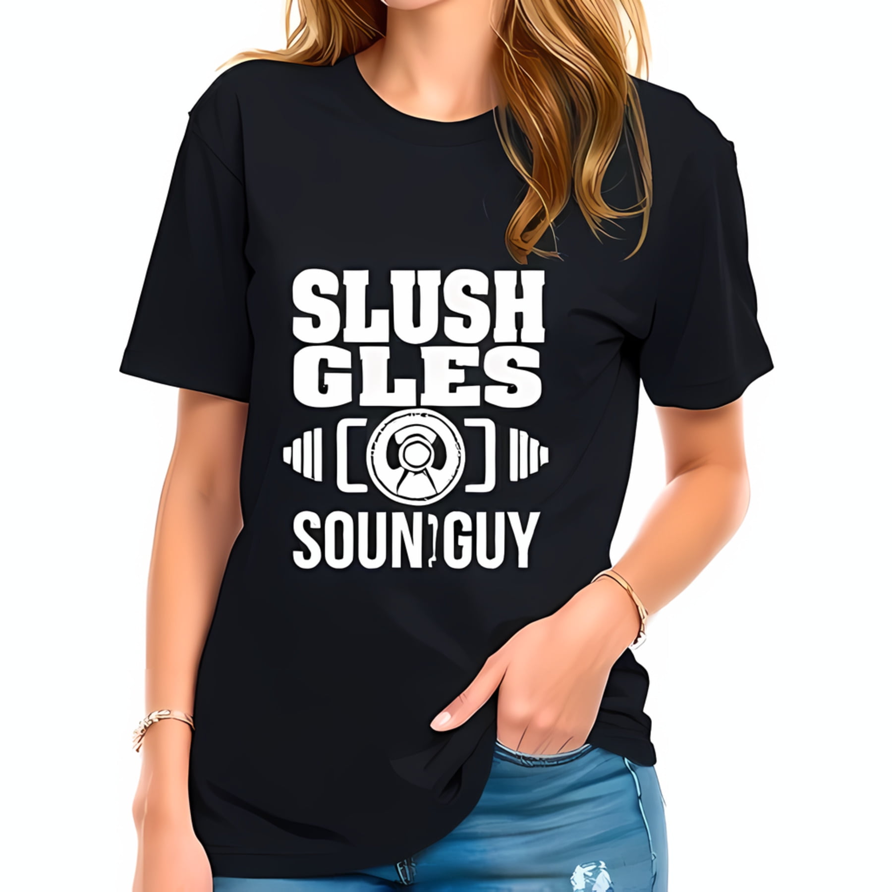 Slush Gles SoundGuy Cotton Short Sleeve T-Shirt - Bold White Lettering & Graphic Design Casual ...