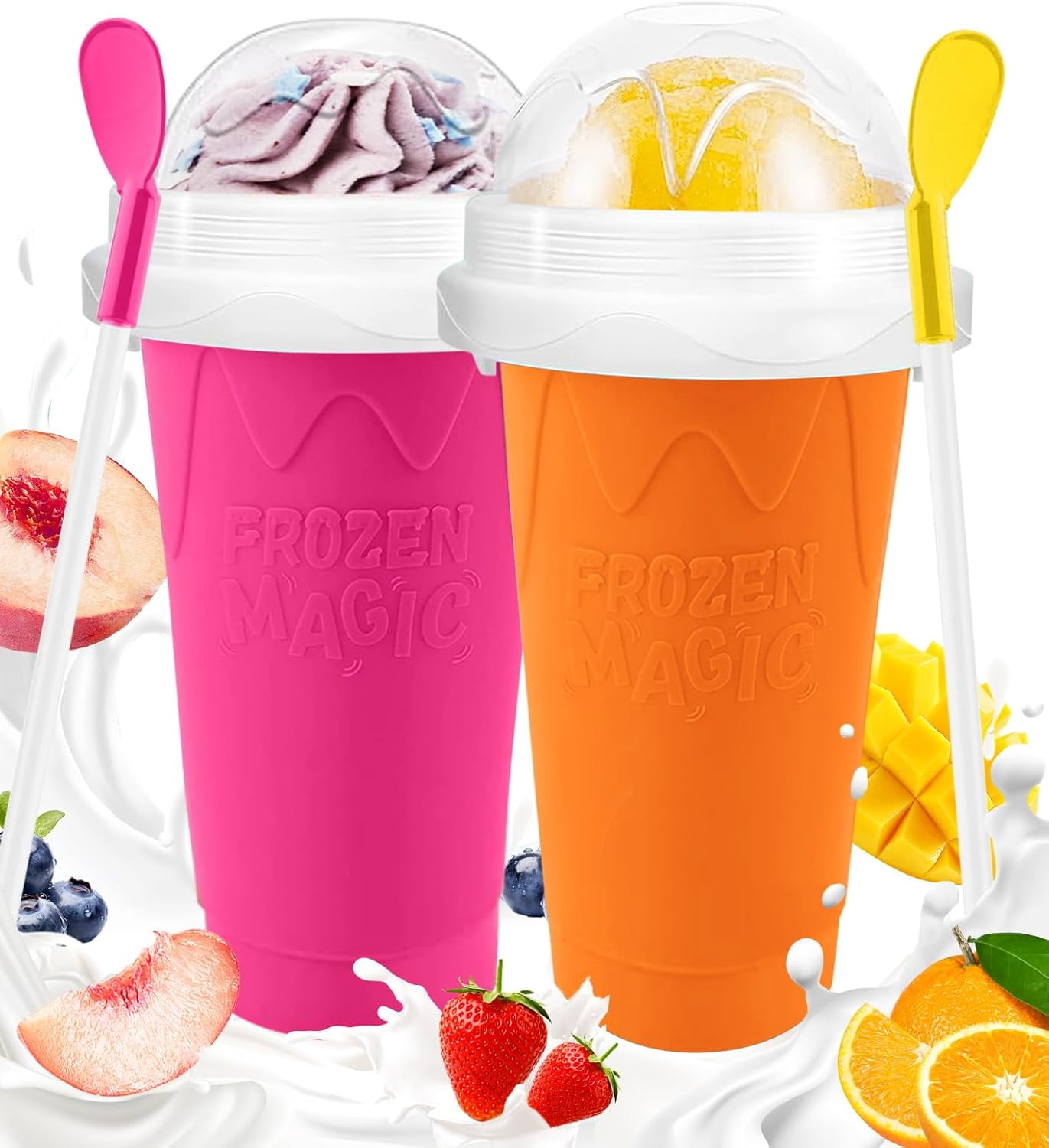 Slushie Cup, 2 Pack Frozen Magic Slushy Cup, Reusable Slushie Maker Cup ...