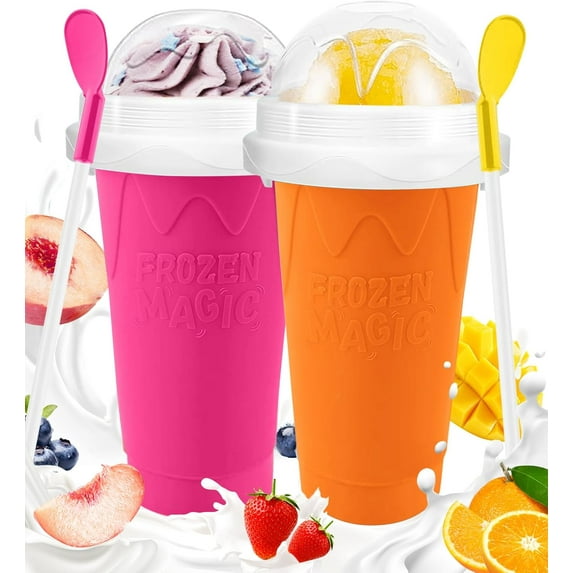 Slushie Cup, 2 Pack Frozen Magic Slushy Cup, Reusable Slushie Maker Cup ...