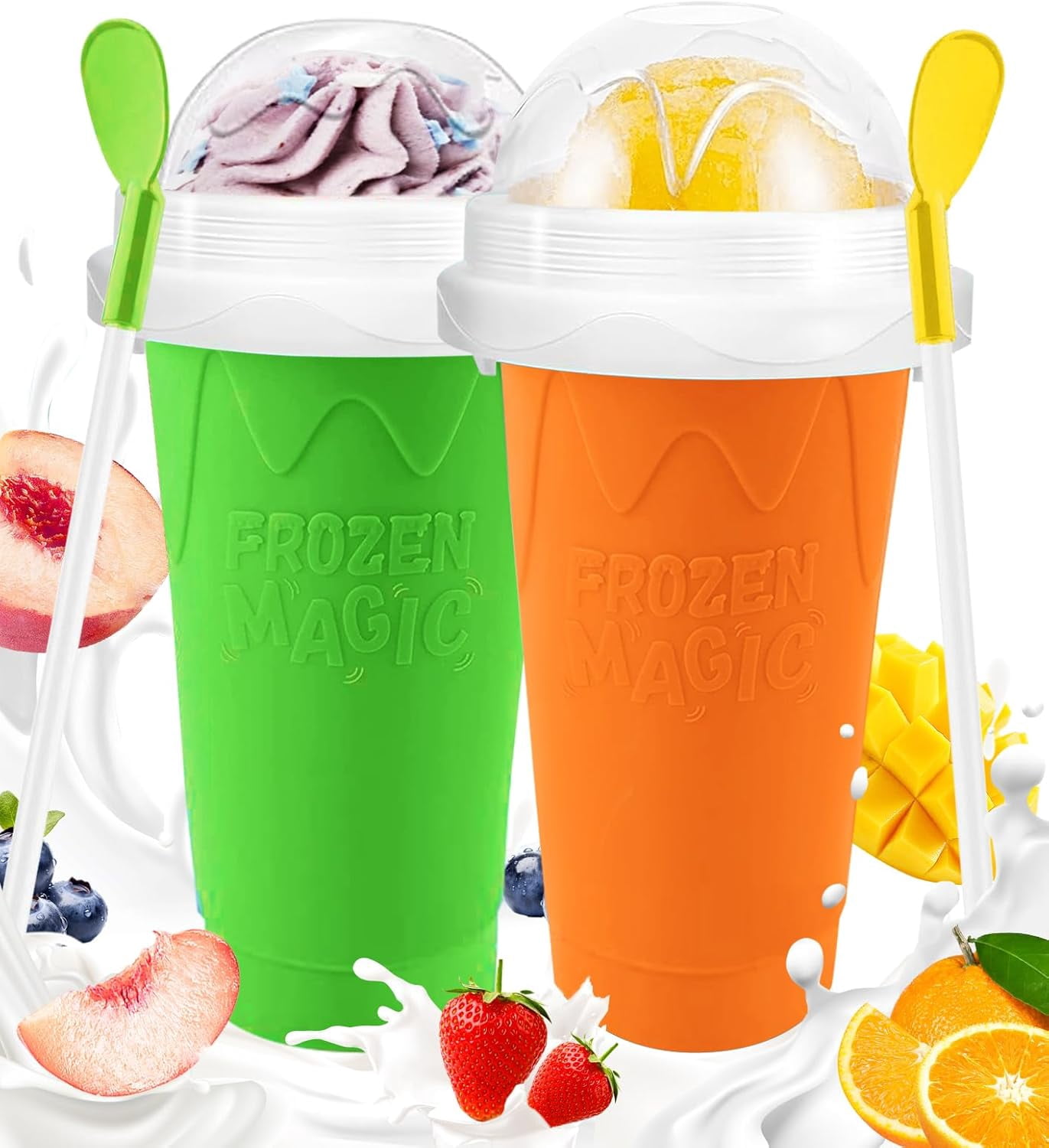 Slushie Cup, 2 Pack Frozen Magic Slushy Cup, Reusable Slushie Maker Cup ...