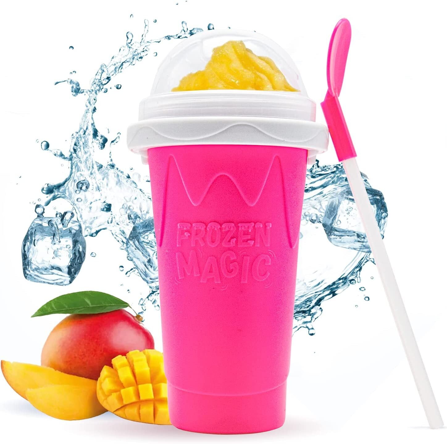 Wattne Slushy Maker Cup, Quick Frozen Magic Squeeze Cup, 10.25oz, Rose ...