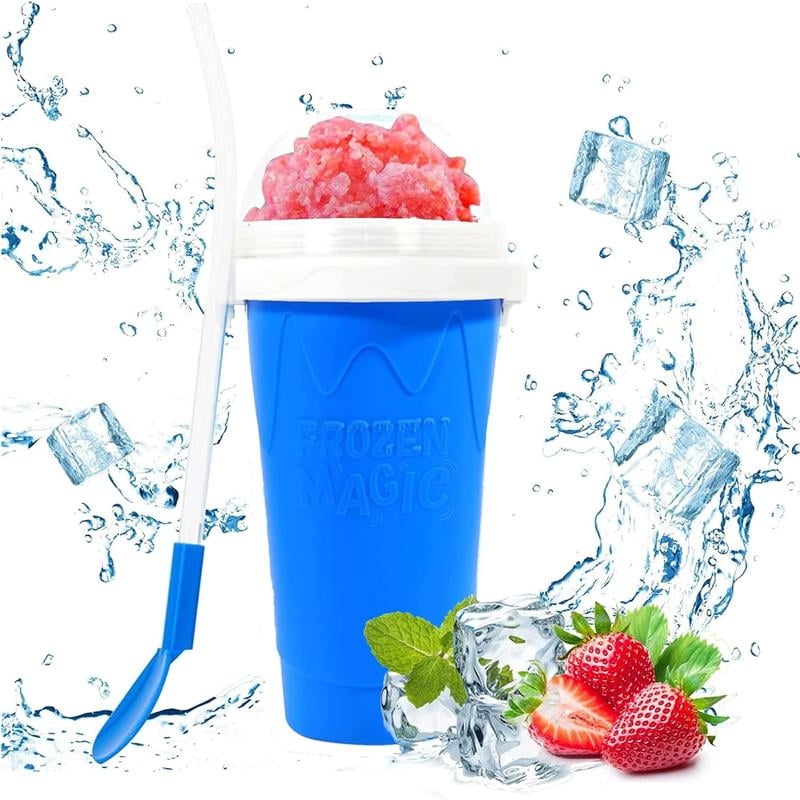 Slushy Maker, Frozen Magic Cup, Double Layers Silica Smoothie Pinch Ice ...