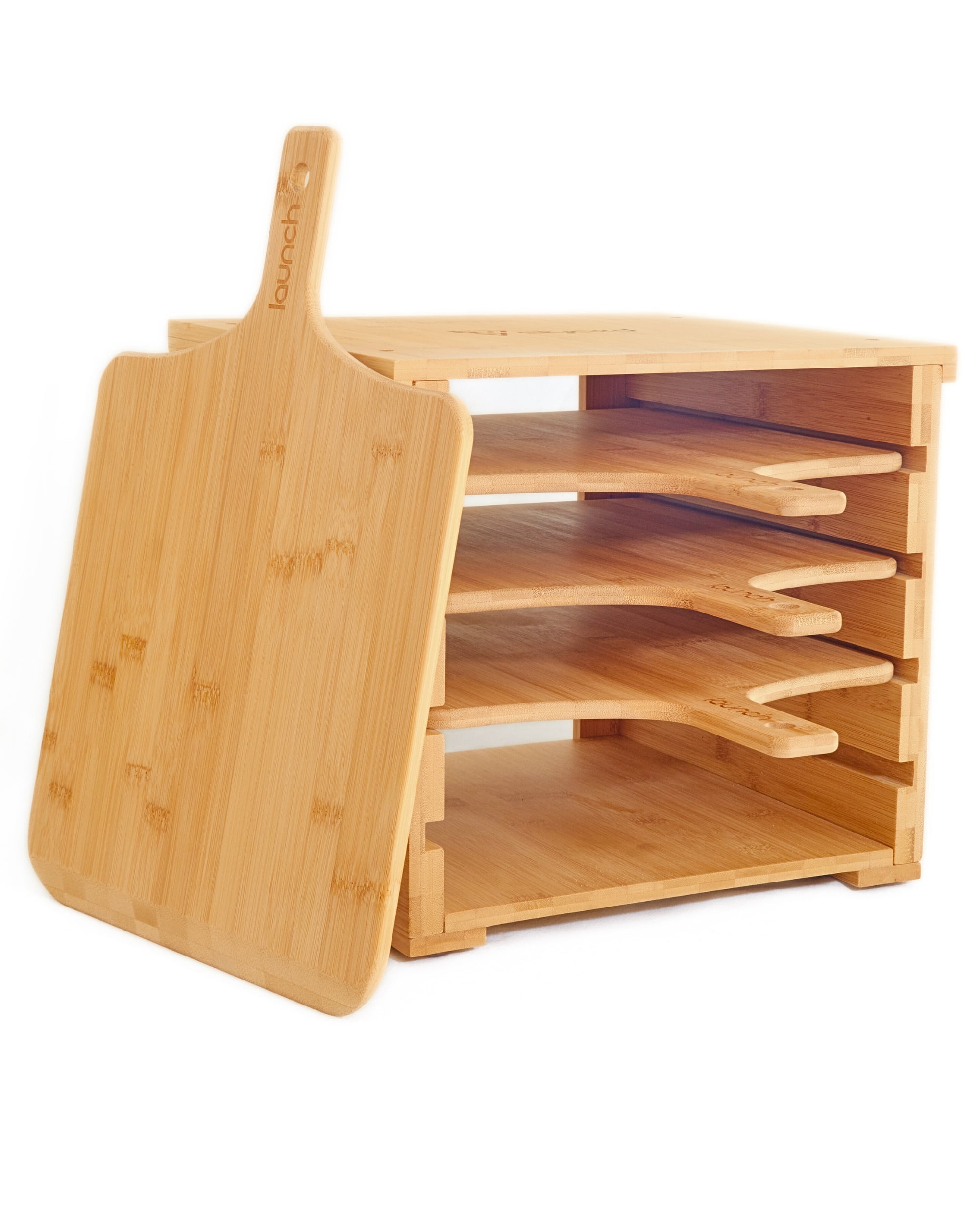 Slyced Wood Pizza Peel Rack - Include 4 x 12 inch Bamboo Pizza Peels ...