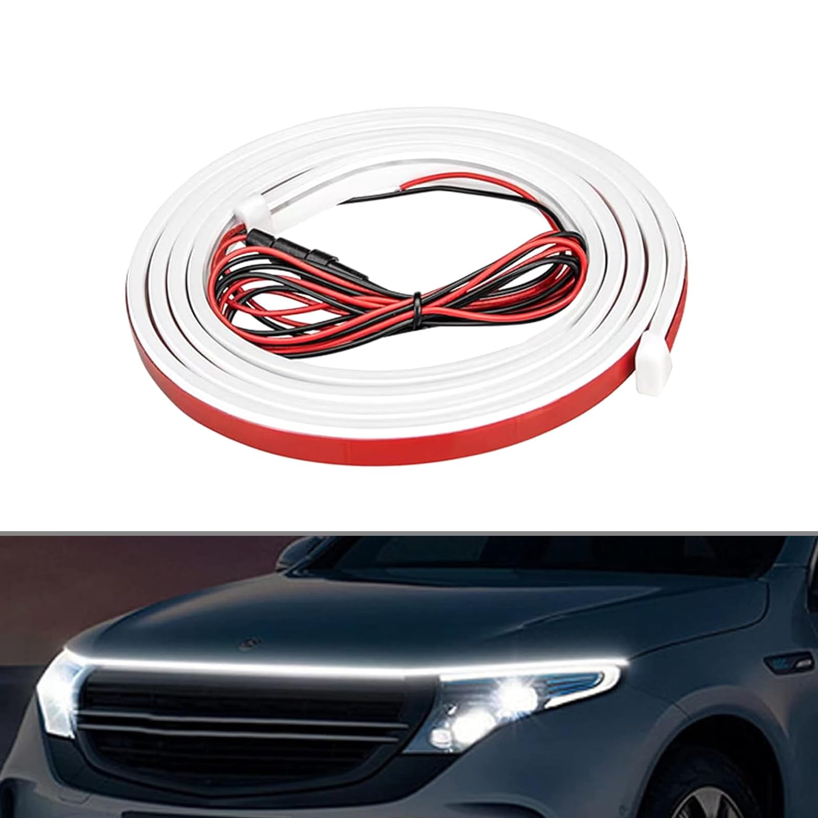 Slykew 1 PC Car LED Hood Light Strip, 12V Through-Type Center Grille ...
