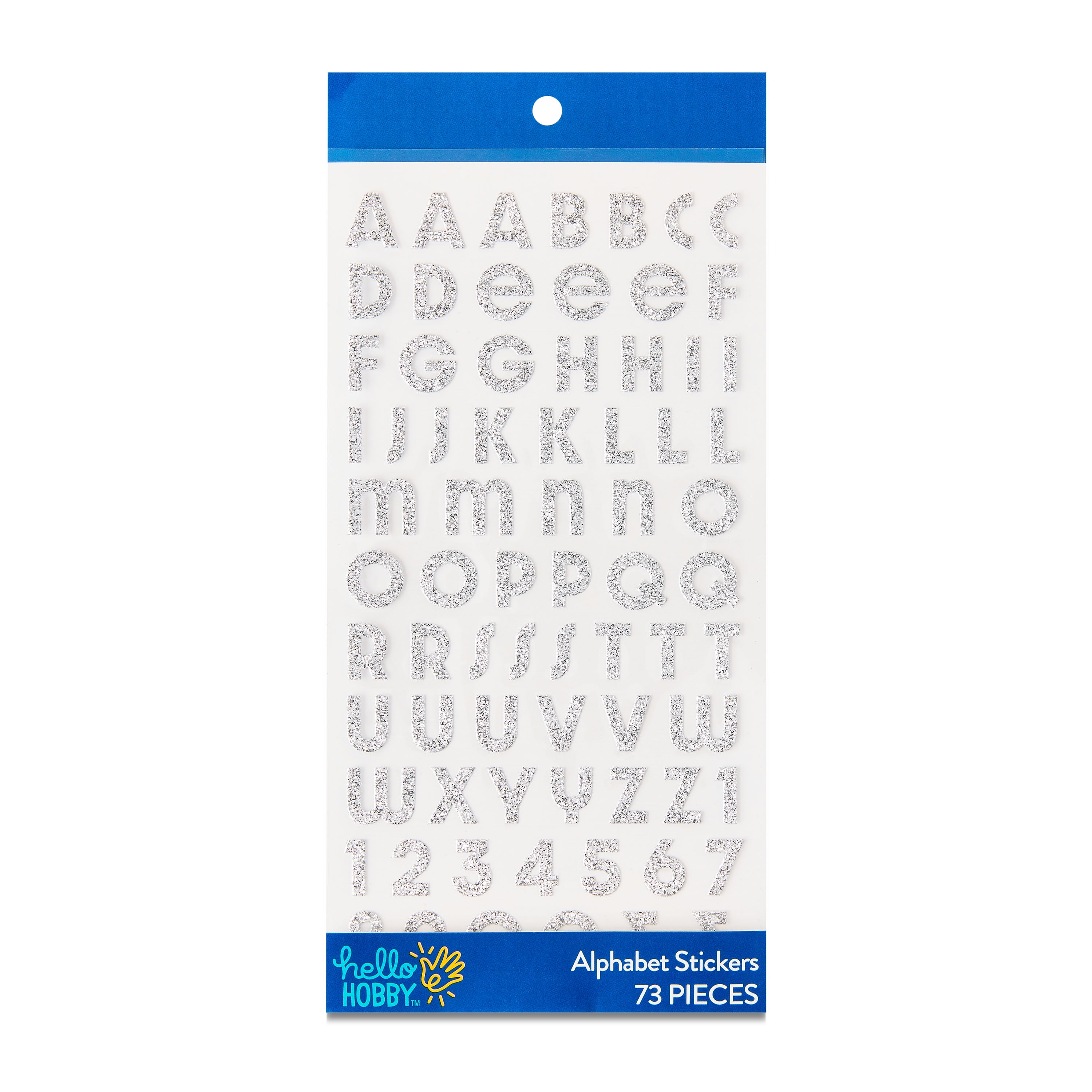 Hello Hobby Silver Glitter Alphabet Stickers, 73 Count Letters A to Z ...