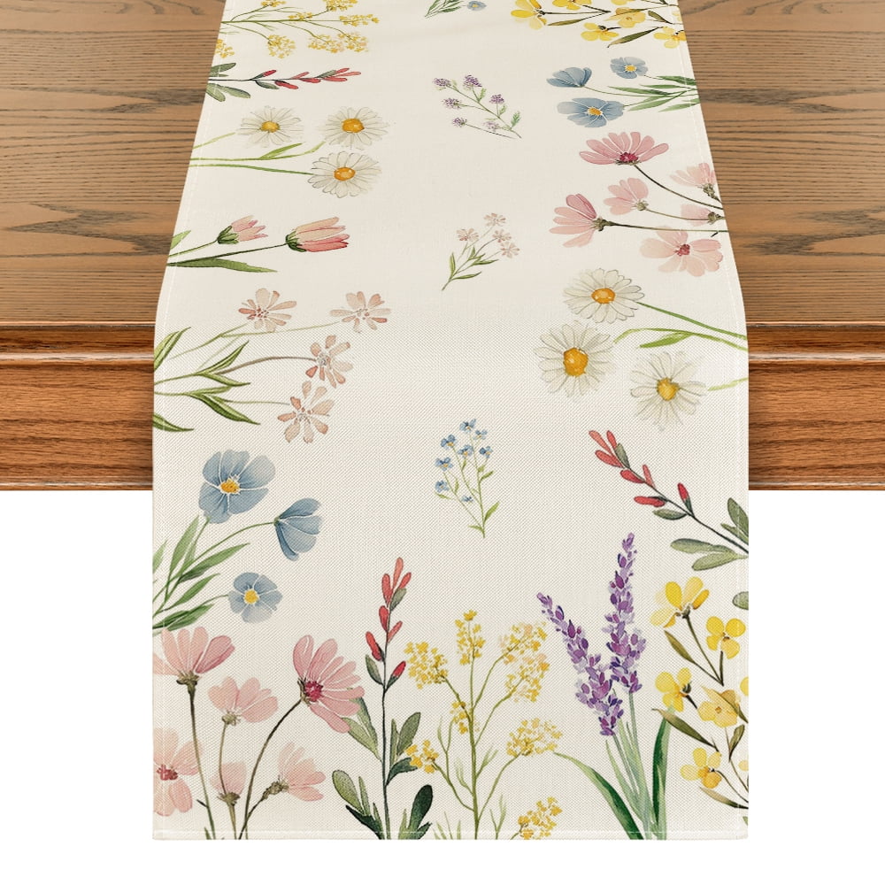 Sm:)e 13 x 48 inch Flowers Floral Spring Table Runners for Summer ...