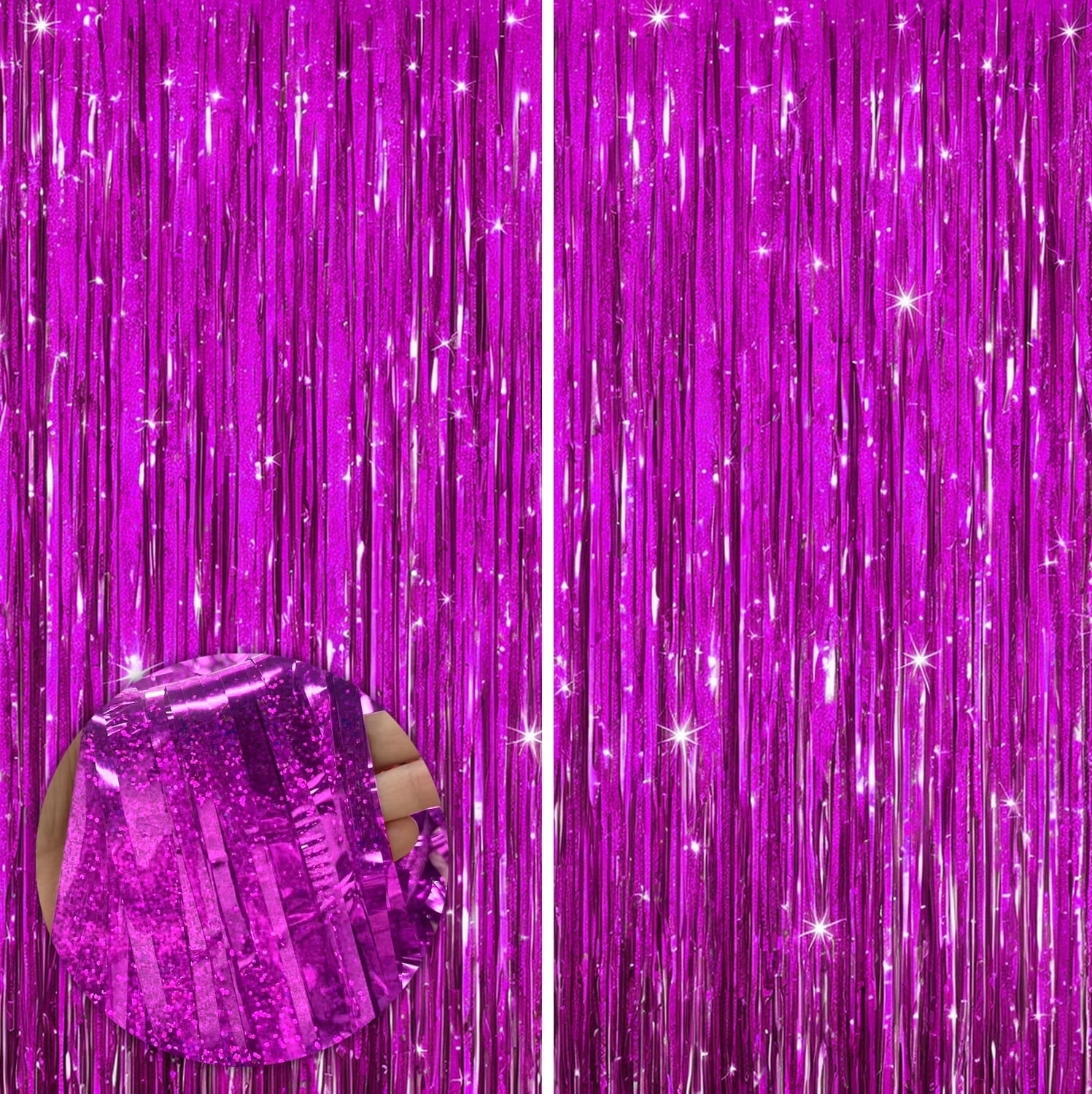 Sm:)e 2-Pack Light Blinking Pink Foil Fringe Curtains for Events ...