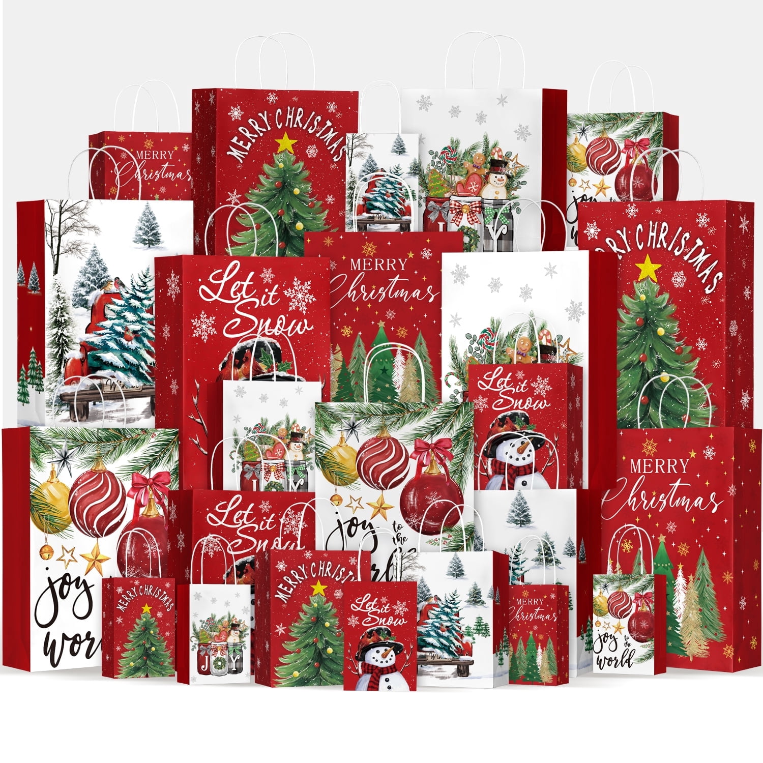 Sm:)e 24 Pack Christmas Gift Paper Bags Bulk with handles Wrapping ...