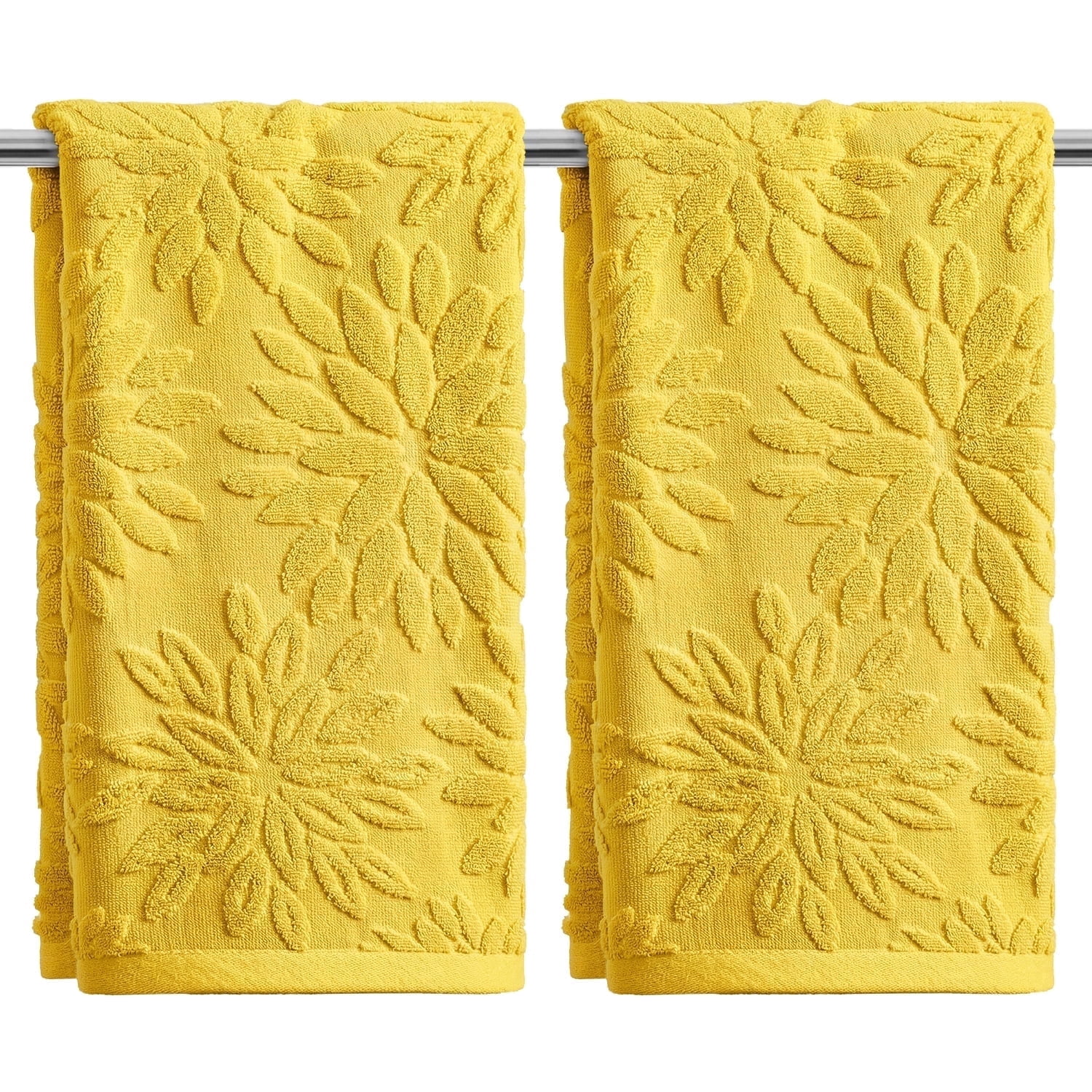 Sm:)e 2PC Dahlia three Dimensional Floral Jacquard Towel 13x30 Inches ...