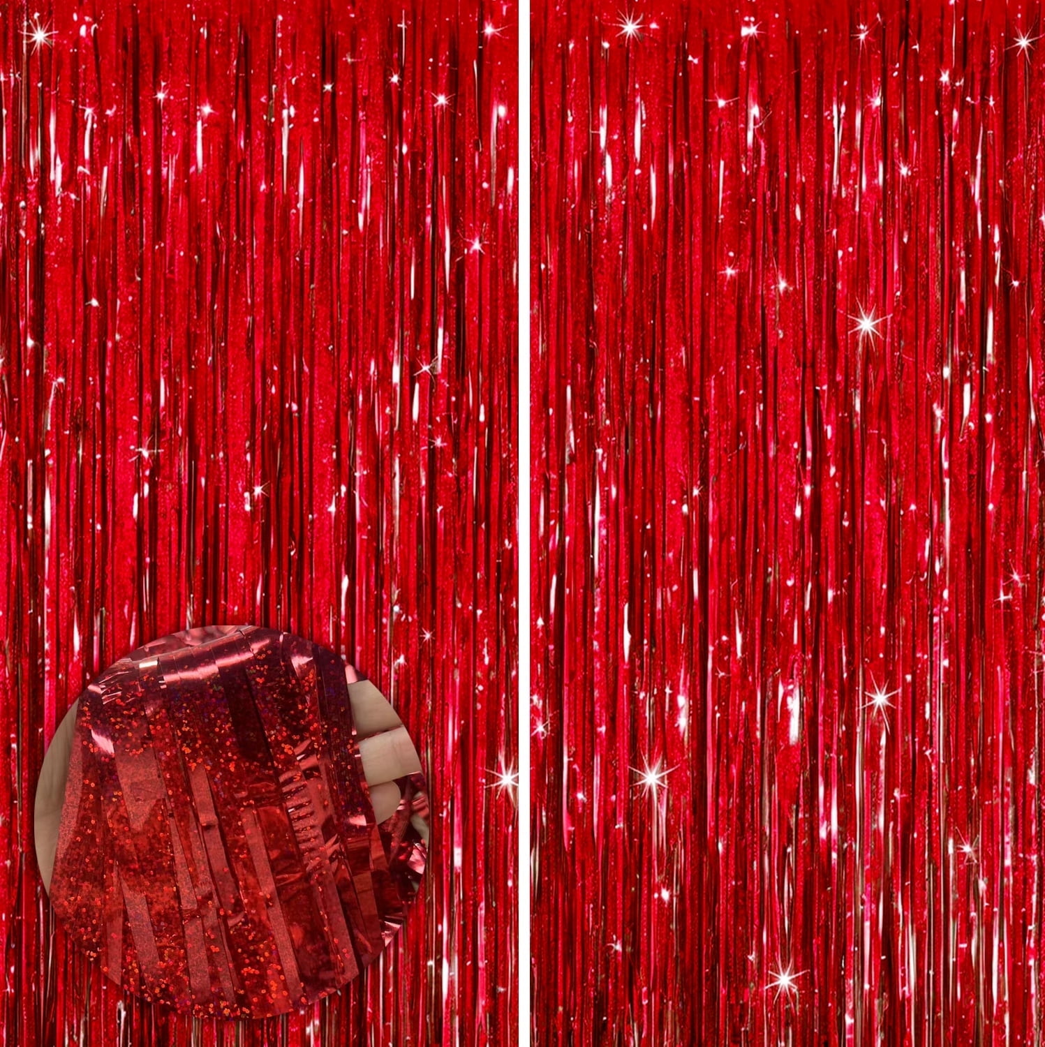Sm:)e 4-Pack Light Bright Blinking Red Foil Fringe Curtains for Events ...