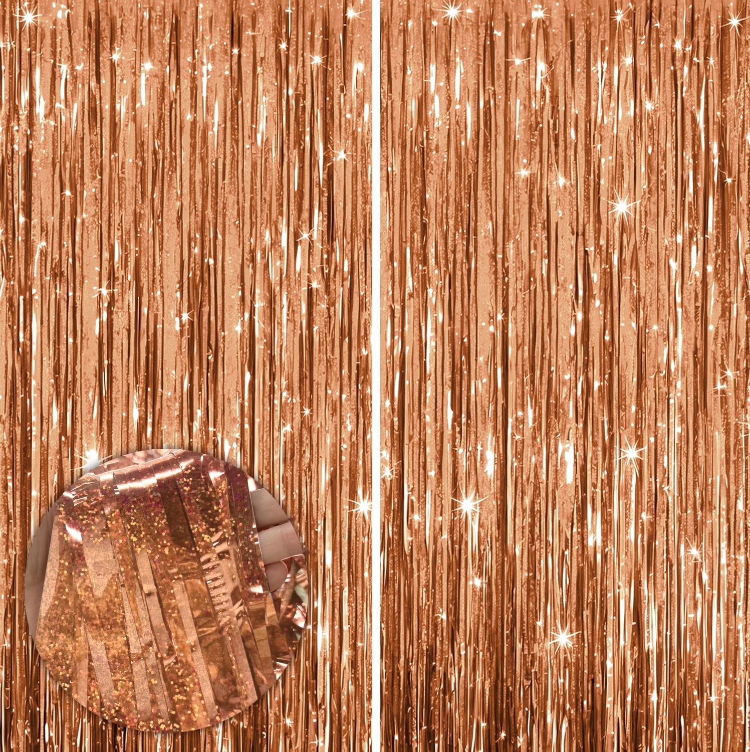 Sm:)e 4-Pack Light Bright Blinking Rose Golden Foil Fringe Curtains for ...