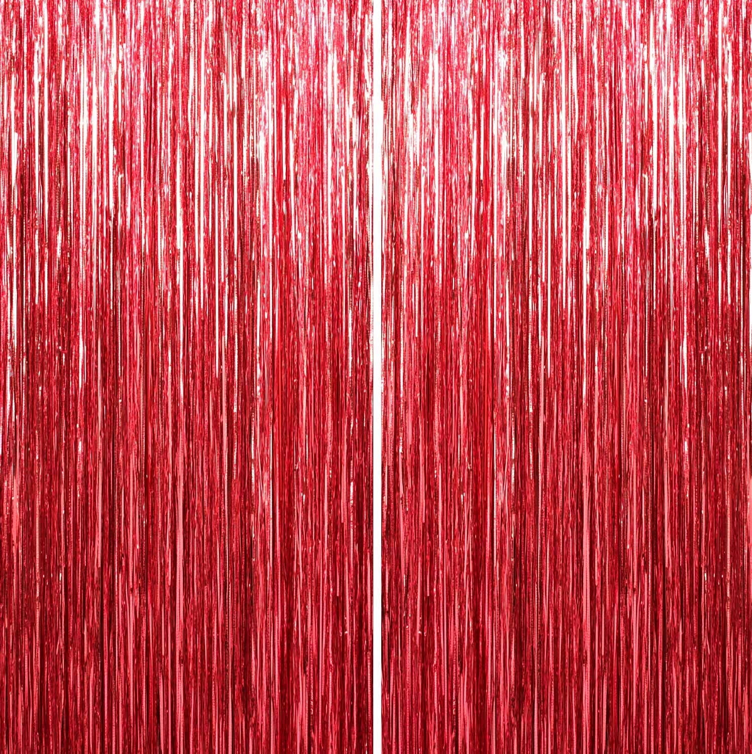 Sm:)e 4-Pack Light Bright Red Foil Fringe Curtains for Events ...