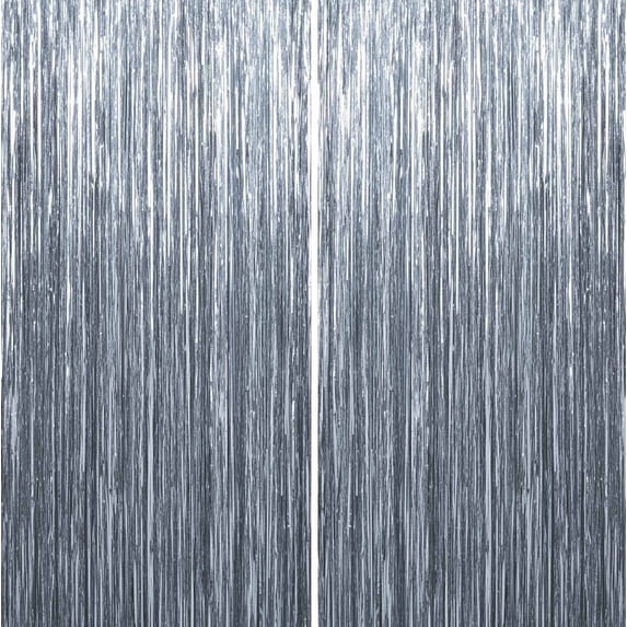 Sm:)e 4-Pack Light Bright Silver Foil Fringe Curtains for Events ...