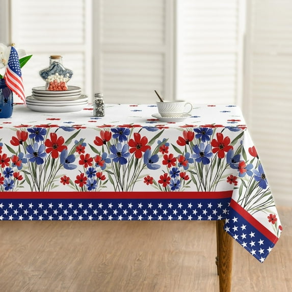 Smile Rectangular 4th of July Tablecloth 60x84 Inch, Patriotic Poppy ...