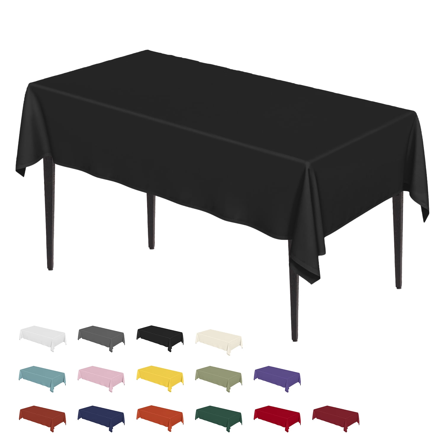 Sm:)e Black Tablecloth 60 x 84 Inch, Stain and Wrinkle Resistant ...