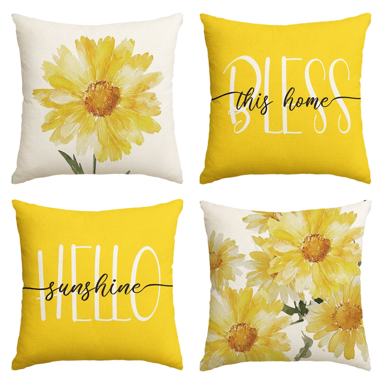 Sm:)e Bless Home Hello Sunshine Floral Spring Throw Pillow Covers Set ...
