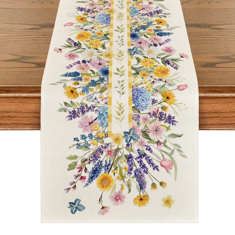 Sm:)e Bloom Flowers Floral Lavender Table Runner for Spring Summer 13 x ...