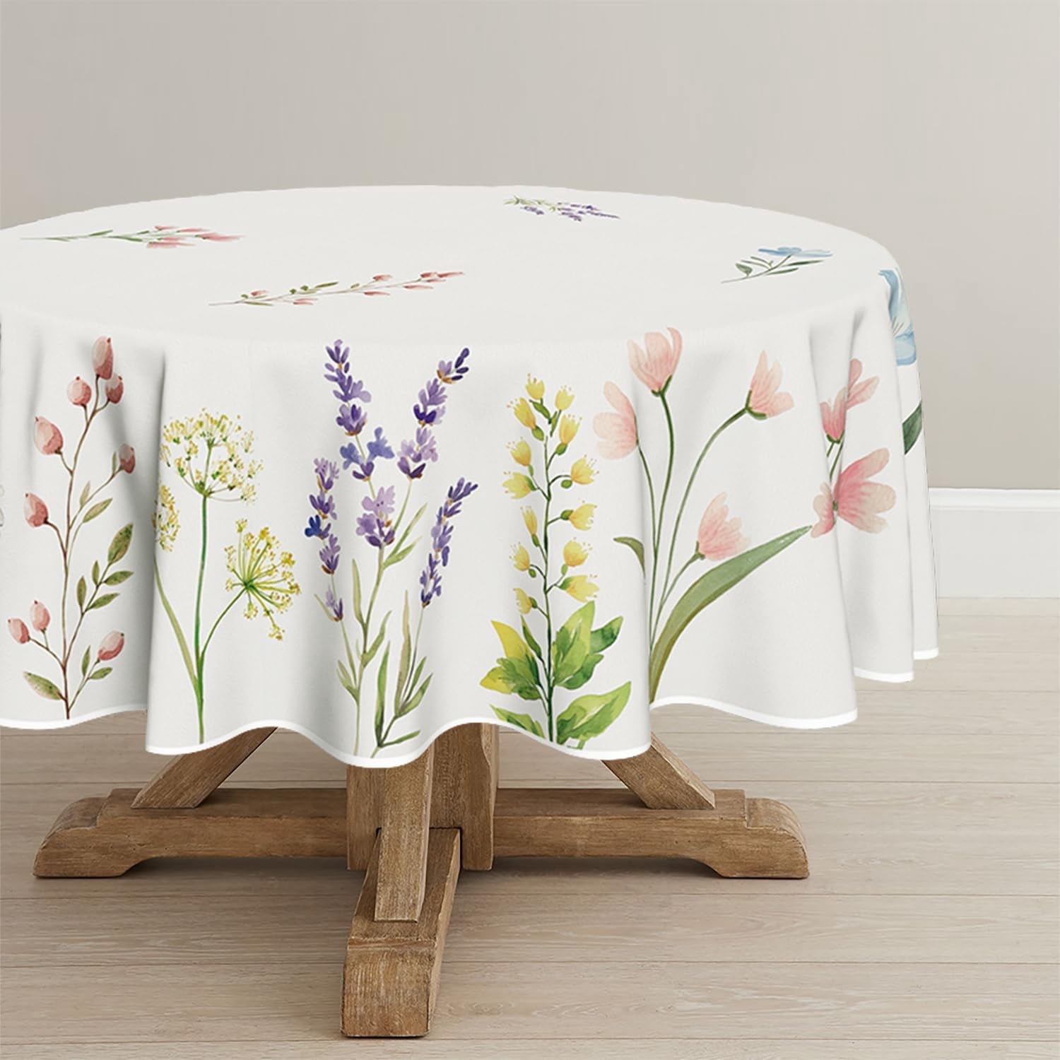 Smile Blooming Floral Wild Flowers Spring Table Cloth, 60 Round ...