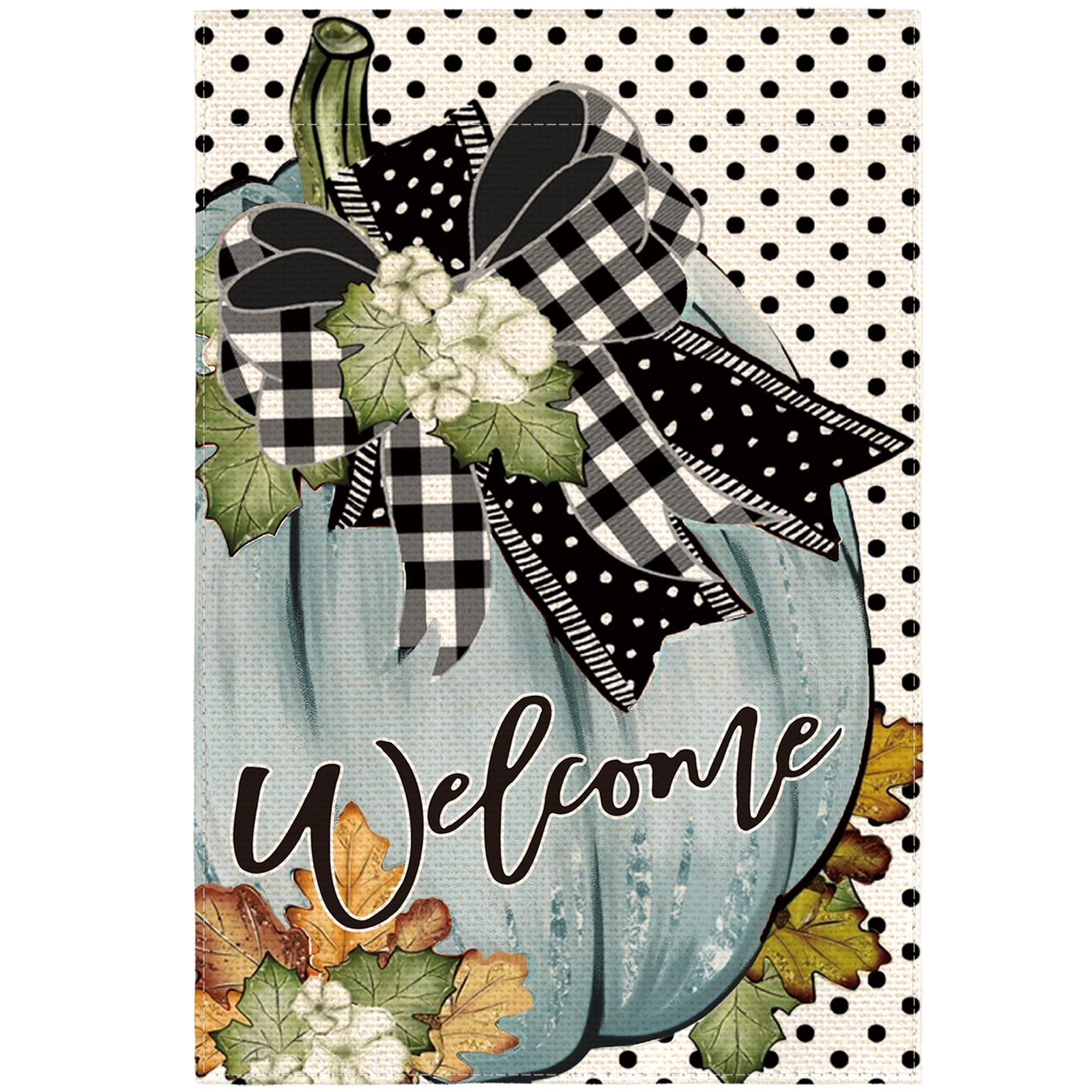 Sm:)e Blue Pumpkin Fall Polka Dot Garden Flag 12 x 18 Inch, Double ...