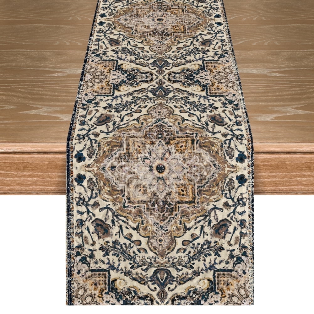 Sm:)e Boho Bohemia Table Runner, Rustic Farmhouse Kitchen Dining Table ...