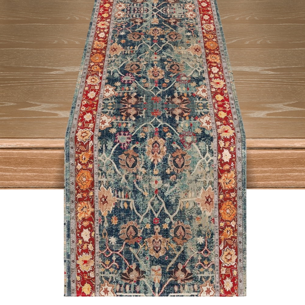 Sm:)e Bohemian Table Runner, Rustic Farmhouse Dining Decoration, 13x72 ...
