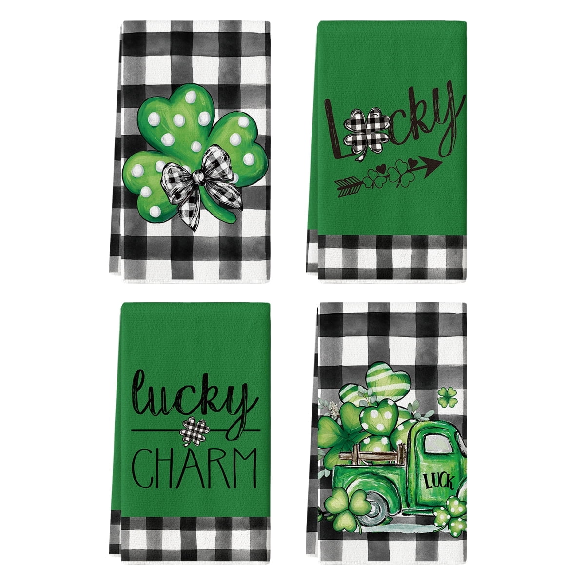 Sm:)e Buffalo Plaid Shamrocks Lucky Truck St. Patrick's Day Kitchen ...