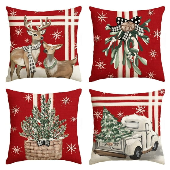 Christmas Snowman Reindeer Gloves Eucalyptus Throw Pillow Covers, 18 x ...