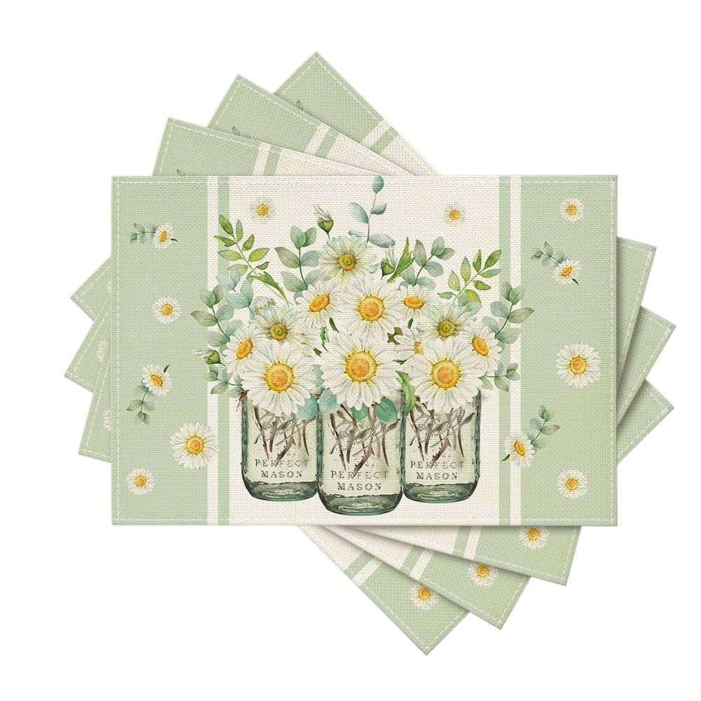 Smile Decorative Leaf Table Mats, Flower Placemats Set of 4, Eucalyptus ...