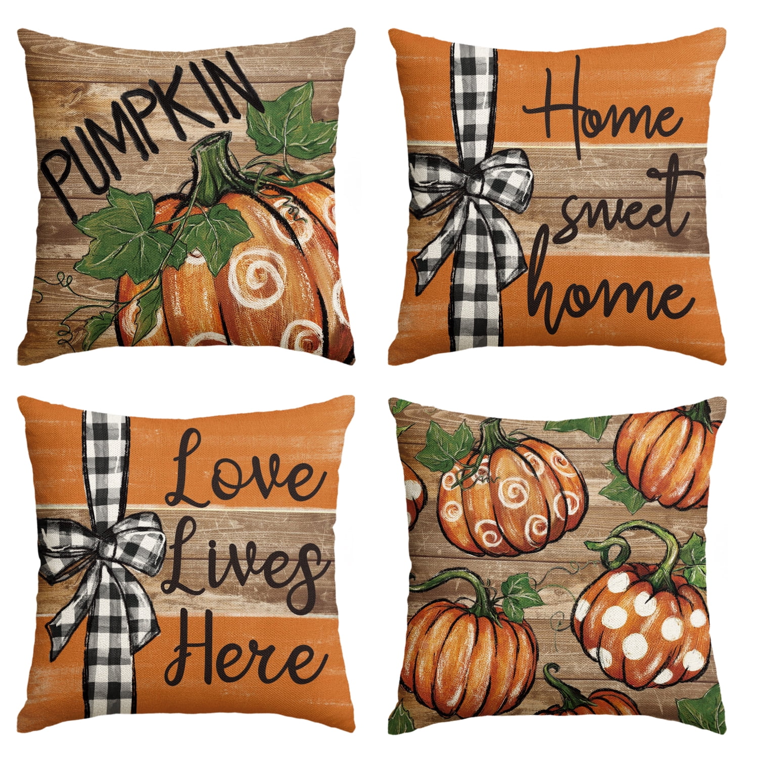 Sm:)e Fall Pumpkin Home Sweet Home Throw Pillow Covers, 18 x 18 Inch ...