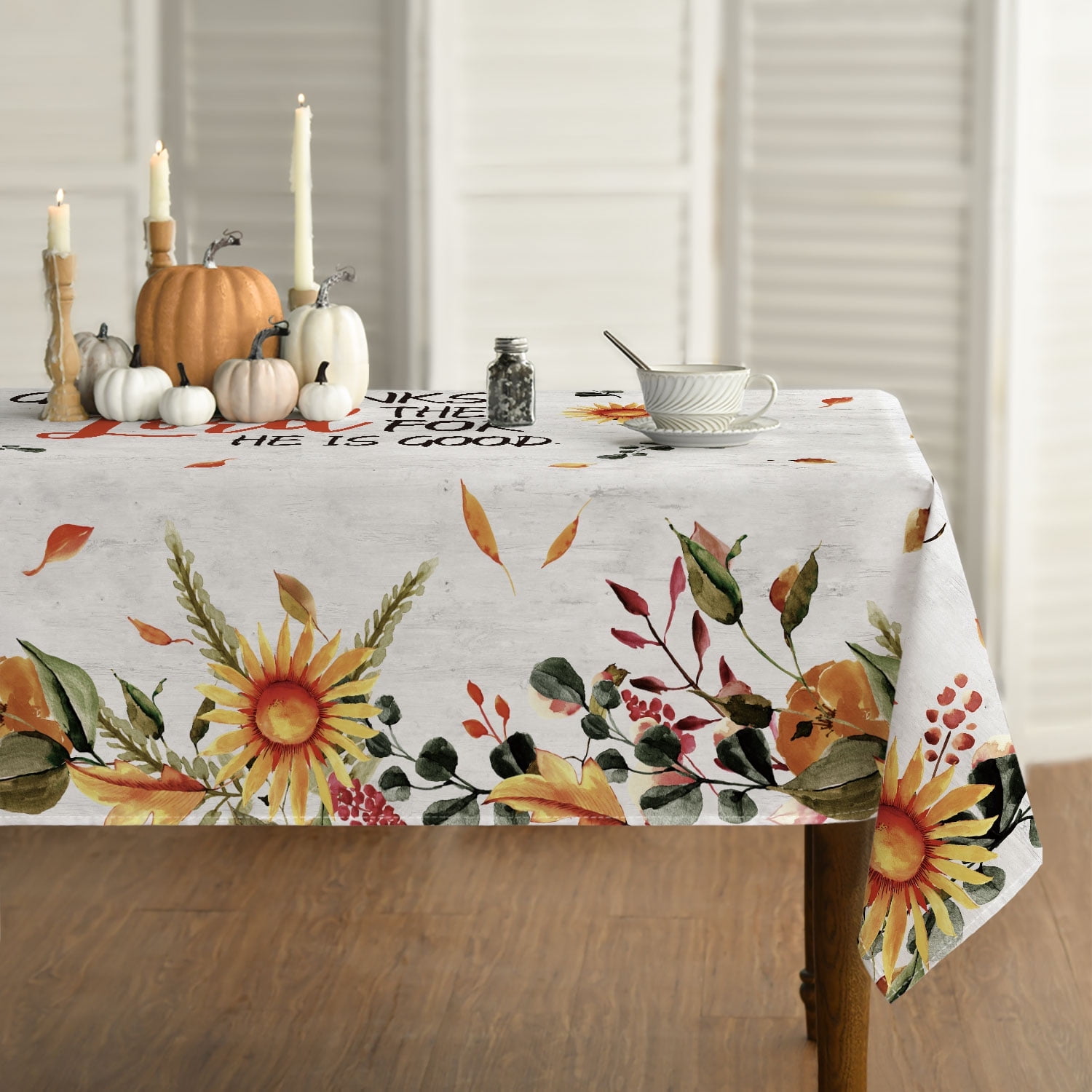 Sm:)e Give Thanks to The Load for He is Good Thanksgiving Tablecloth ...