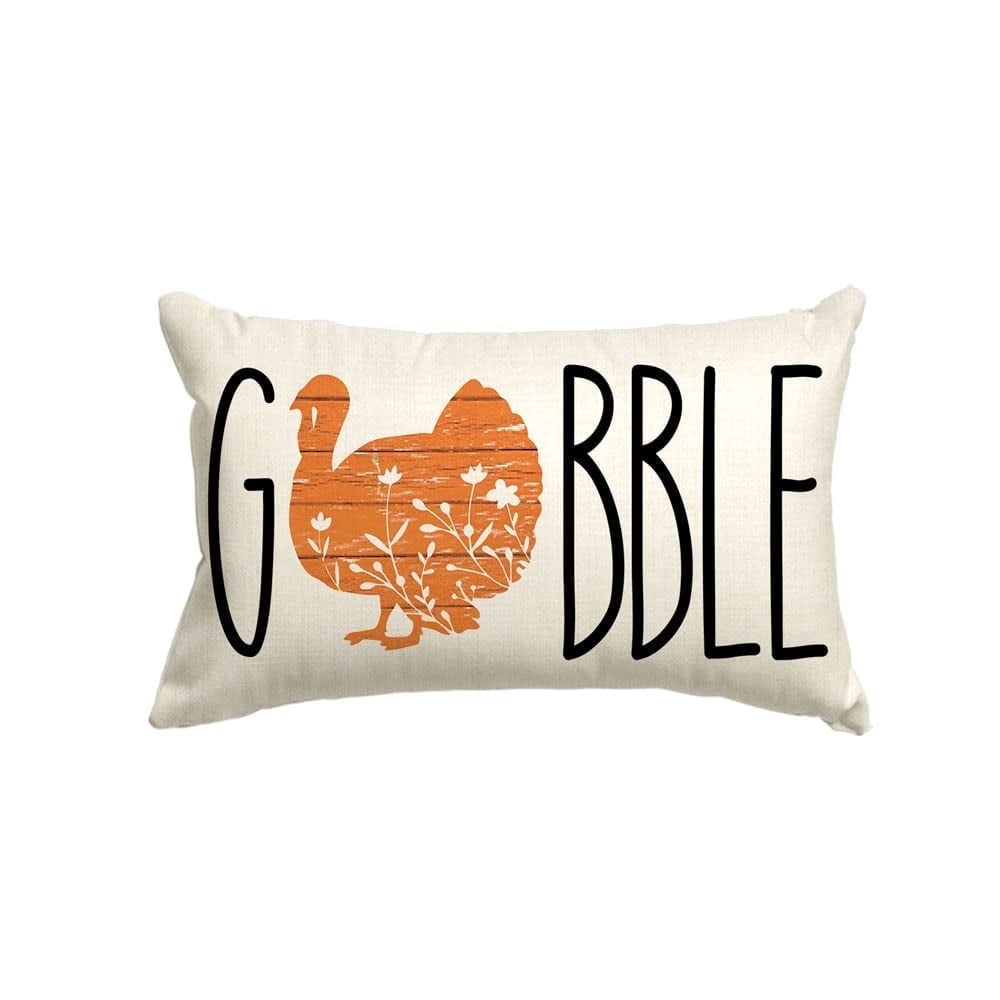 Sm:)e Gobble Thanksgiving Turkey Throw Pillow Cover 12 x 20 Inch ...