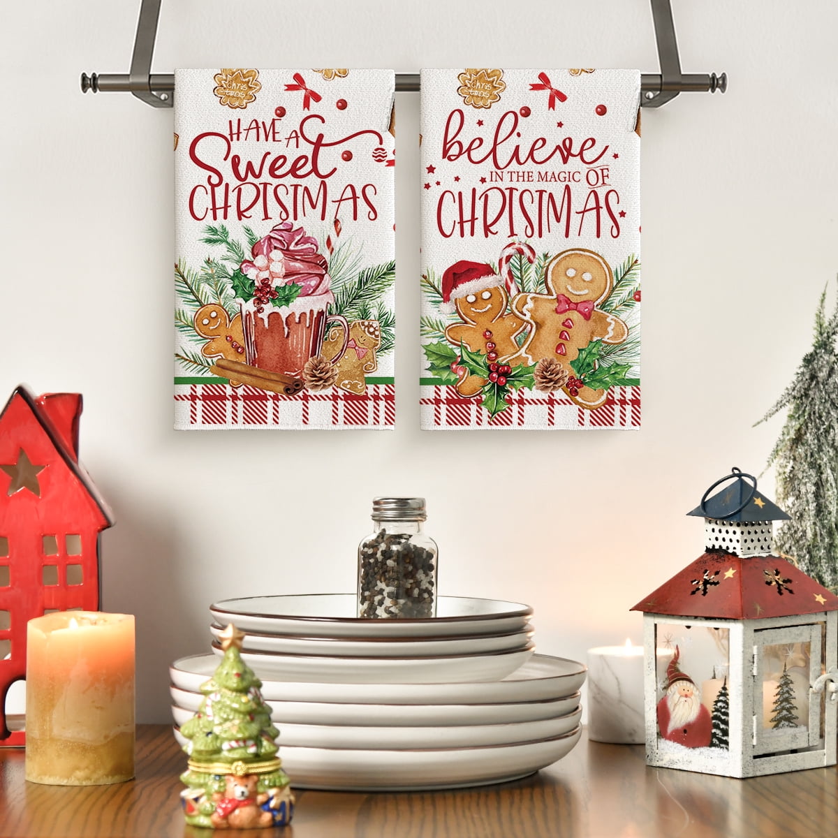 Sm:)e Have a Sweet Christmas Gingerbread Man Kitchen Dish Towels Set of ...