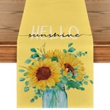 Sm:)e Hello Sunshine Sunflower Summer Table Runner 13 x 72 Inch ...