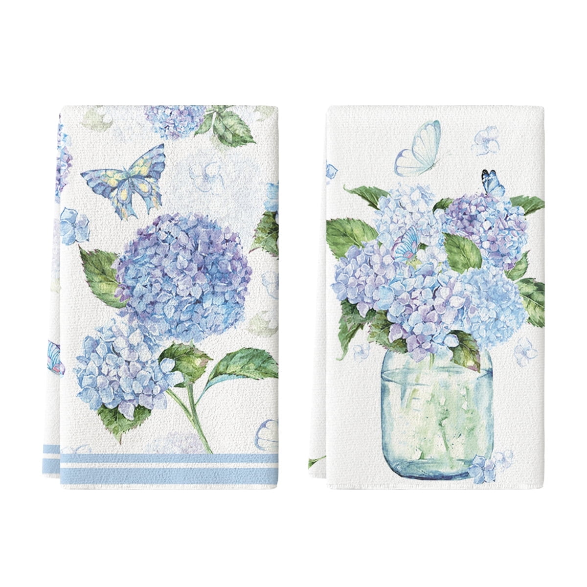 Sm:)e Hydrangea Vase Butterfly Spring Kitchen Towels Dish Towels, 18x26 ...