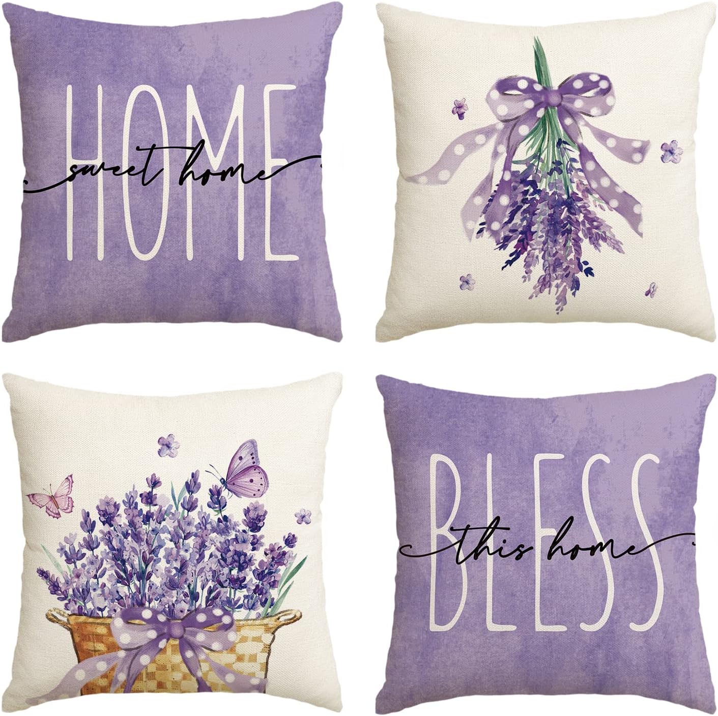 Deconovo Lavender Pillow Covers Solid Cushion Cover for Couch ...
