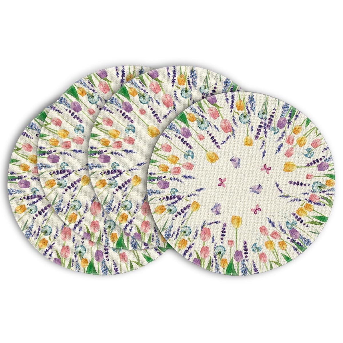 Sm:)e Lavender Tulip Round Placemats for Spring Summer 15 Inch Set of 4 ...