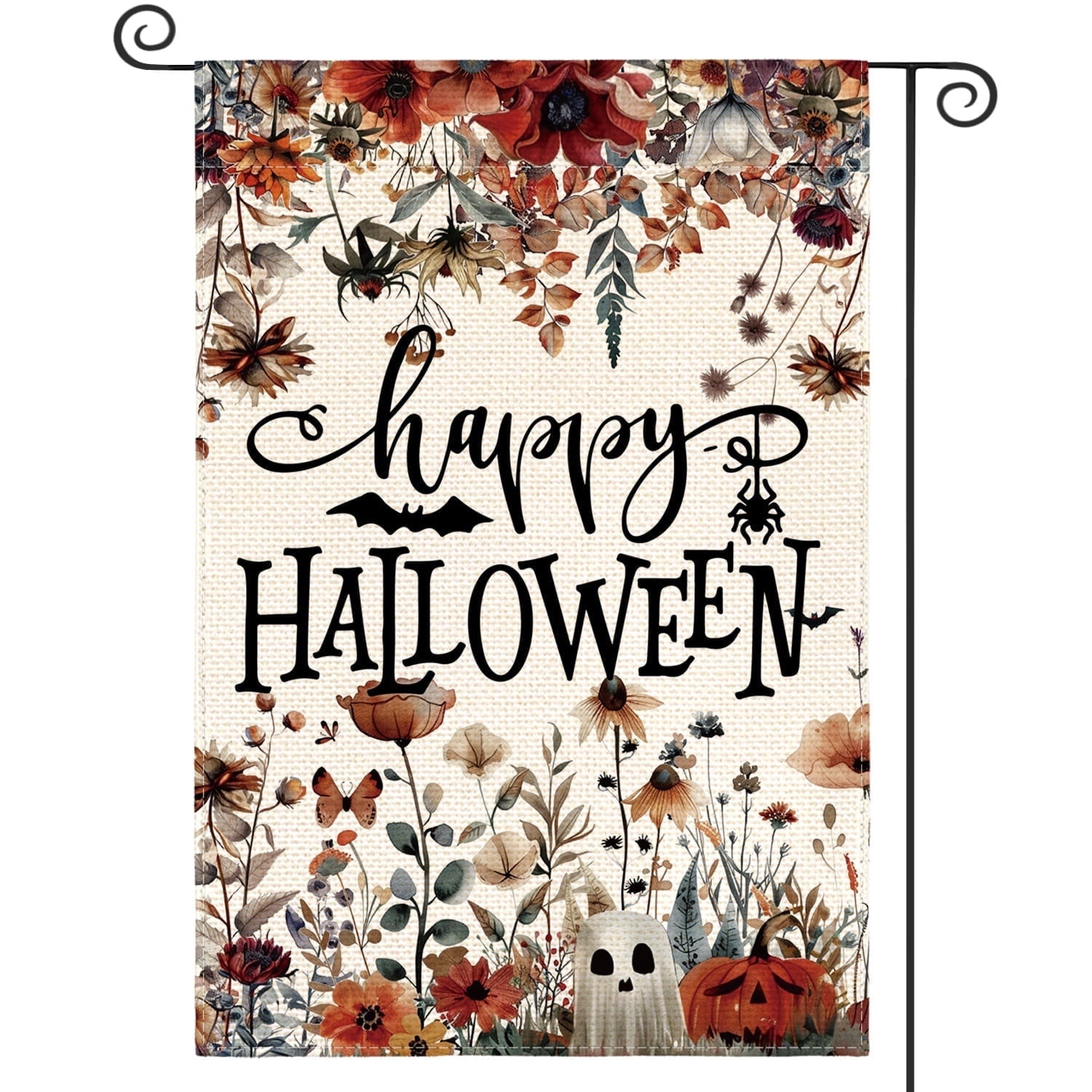 Sm:)e Poppy Flower Ghost Halloween Garden Flag 12x18 Inch - Walmart.com