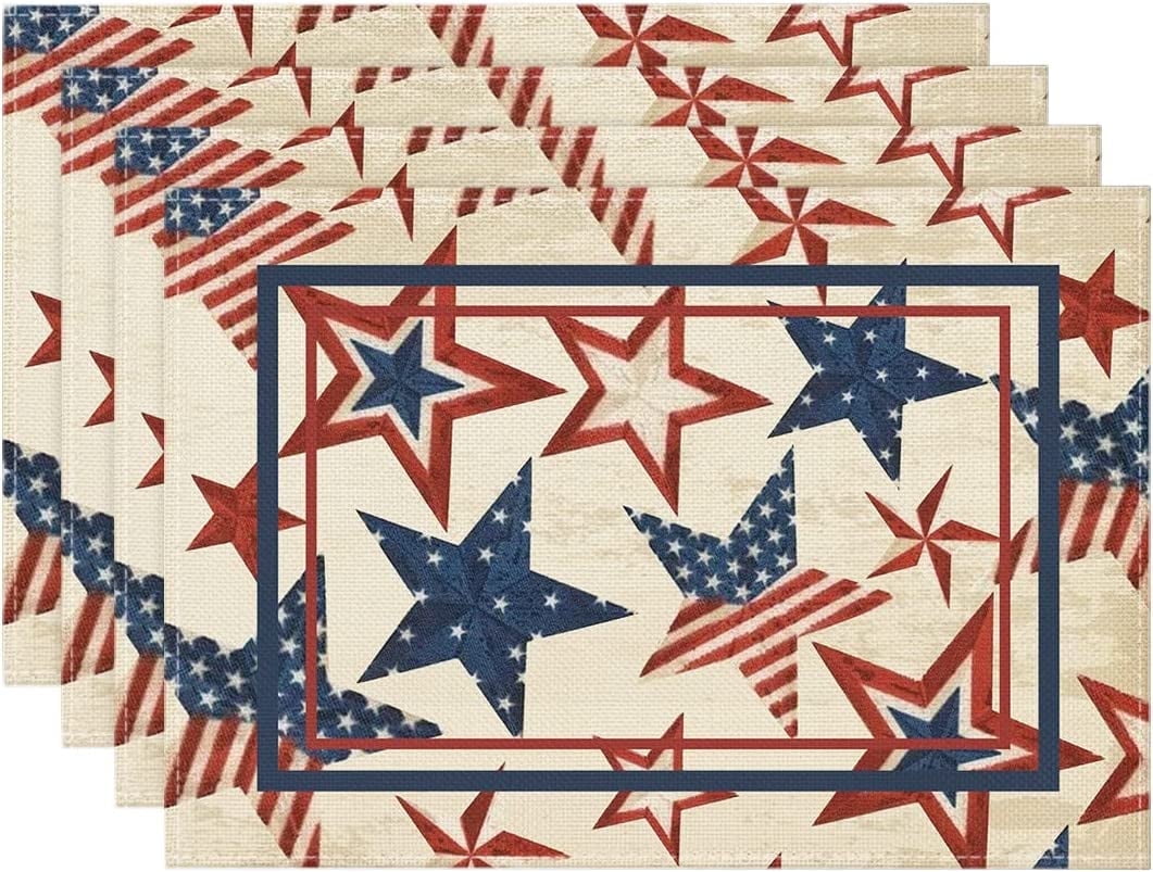Sm:)e Stars Stripes Patriotic 4th of July Placemats Set of 4, 12x18 ...