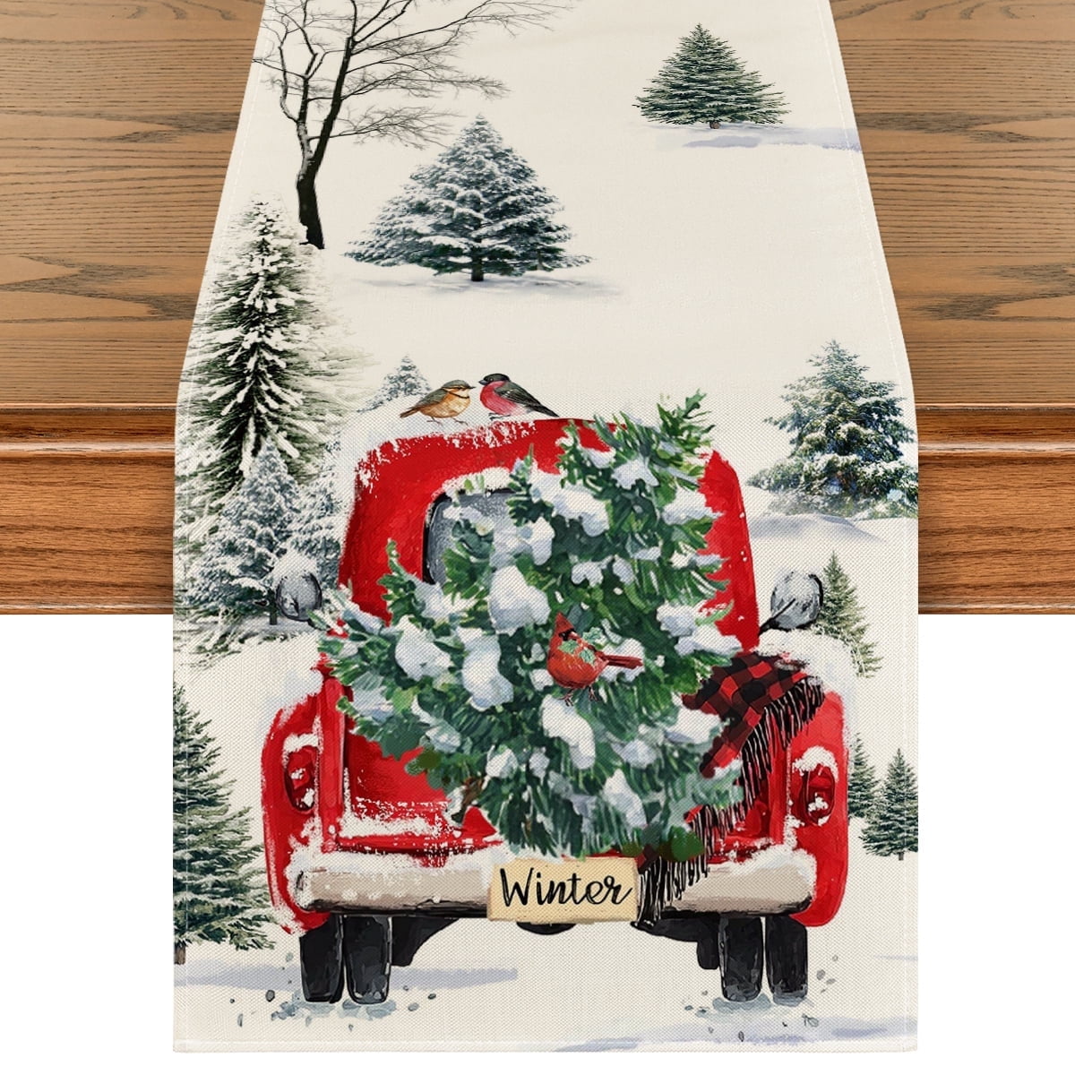 Sm:)e Watercolor Red Christmas Table Runner 13 x 90 Inch - Walmart.com