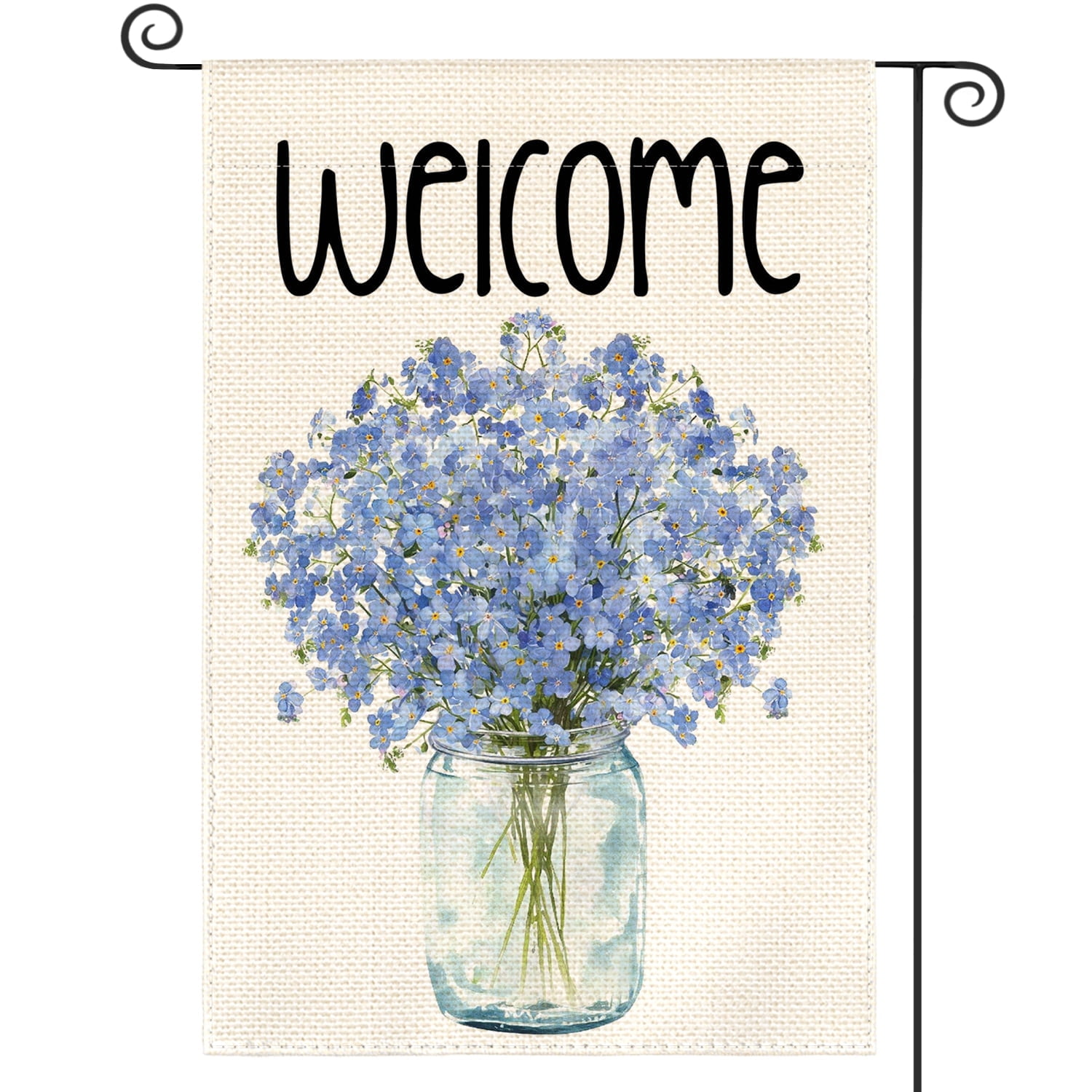 Artoid Mode 12x18 Inch Double Sided Welcome Forget Me Not Floral Spring ...