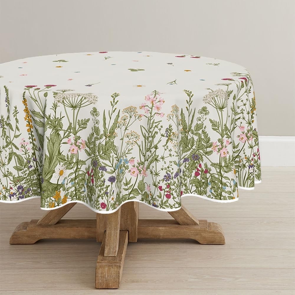 Sm:)e Wild Flowers Floral Spring Summer Tablecloth Round 60 Inch ...