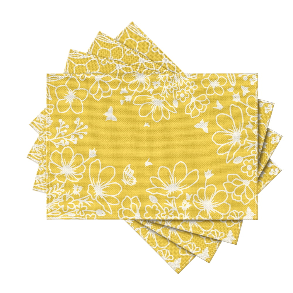 Sm:)e Yellow Bloom Flowers Floral Spring Placemats Set of 4, 12x18 Inch ...