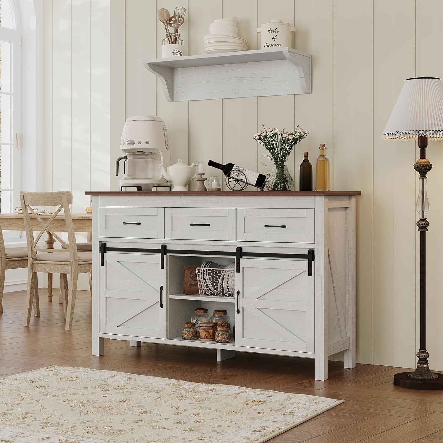 Smaafit Buffet Cabinet with Storage, Wooden Kitchen Coffee Bar Cabinet ...