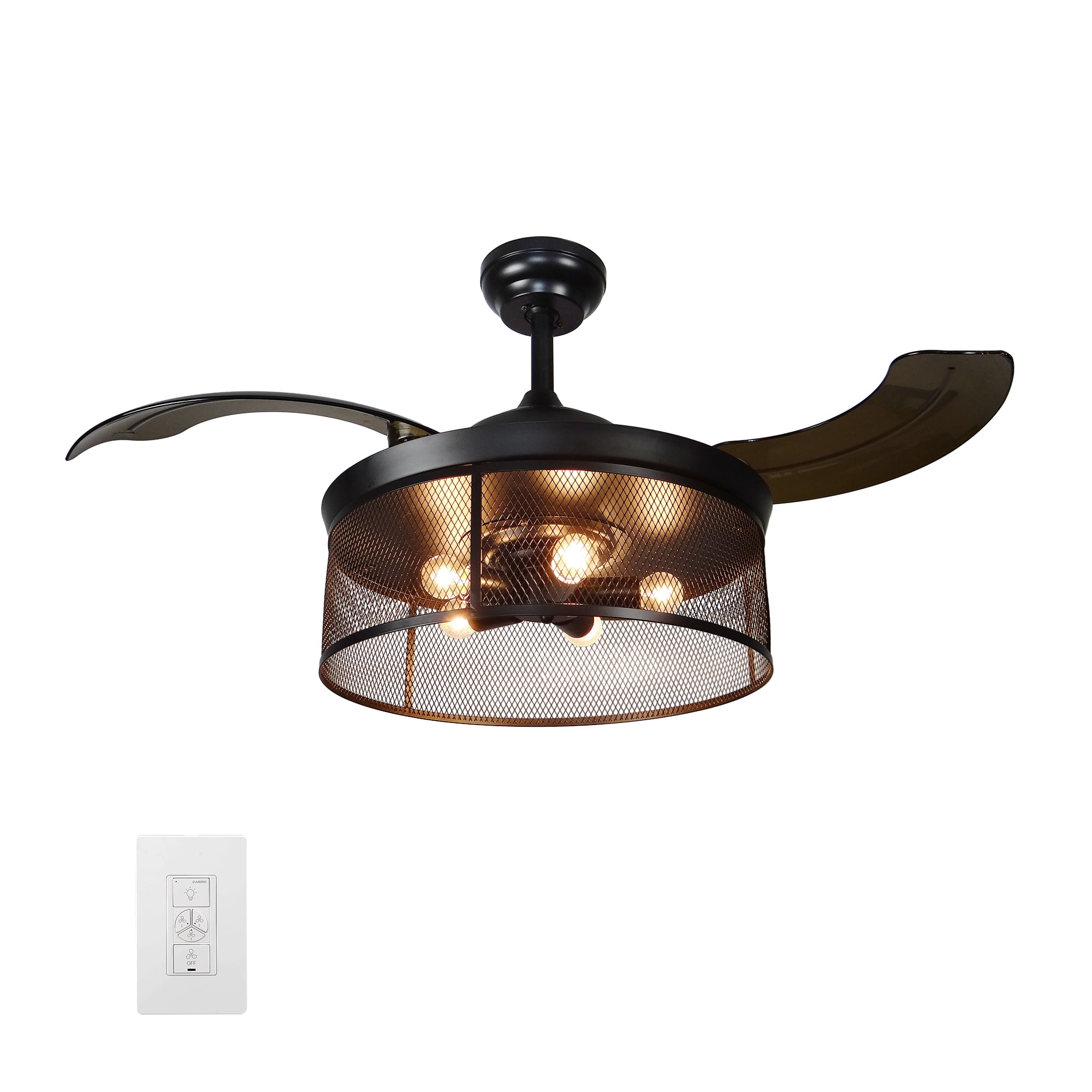 Smaair 42" Indoor Ceiling Fan with Wall Control Works with Smart Voice ...